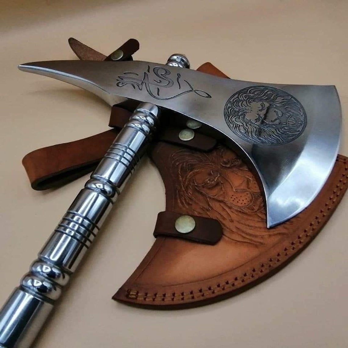 Custom Hand Forged Lion Axe, Viking Handmade Axes, Throwing Axes, D2 ...