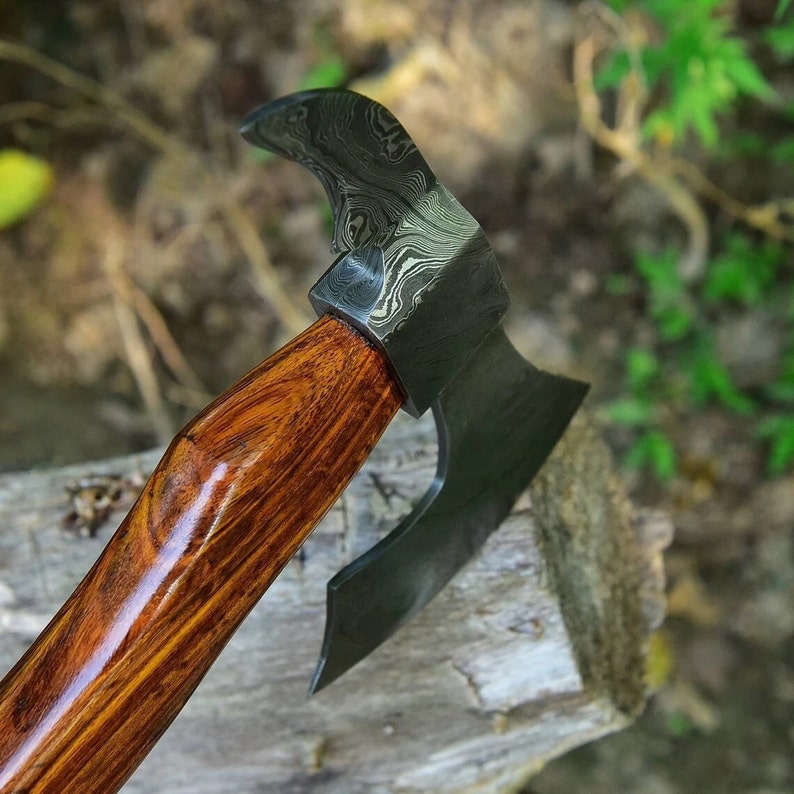 Damascus Steel Tomahawk, Hatchet Axe Hunting Camping Axe Handmade ...