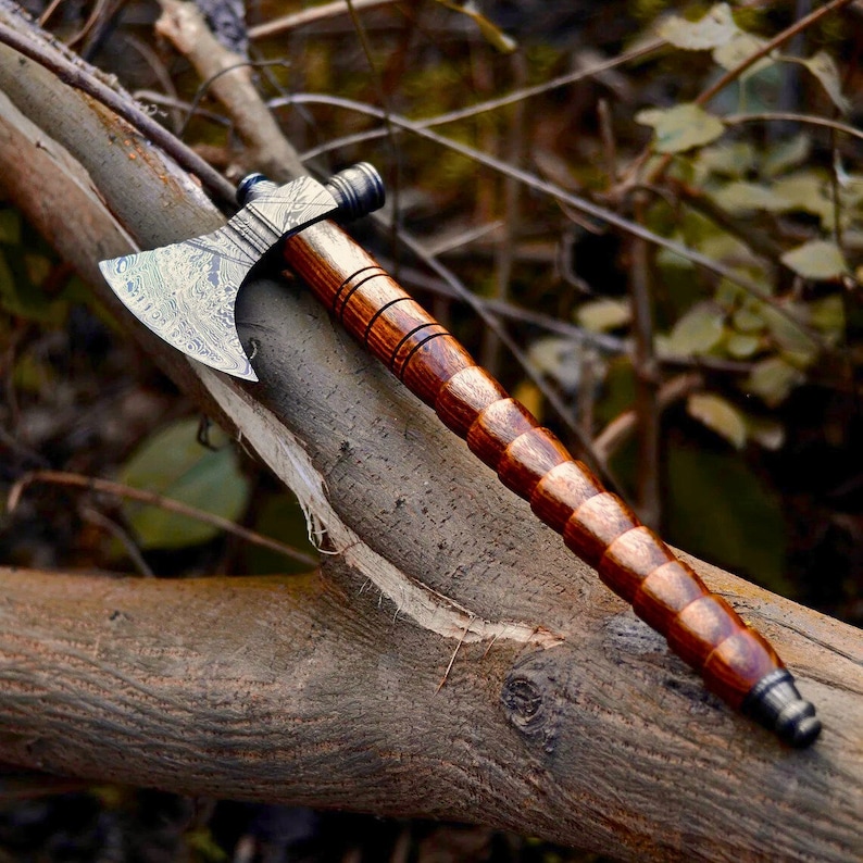 Damascus Steel Tomahawk, Hatchet Axe Hunting Camping Axe Handmade ...