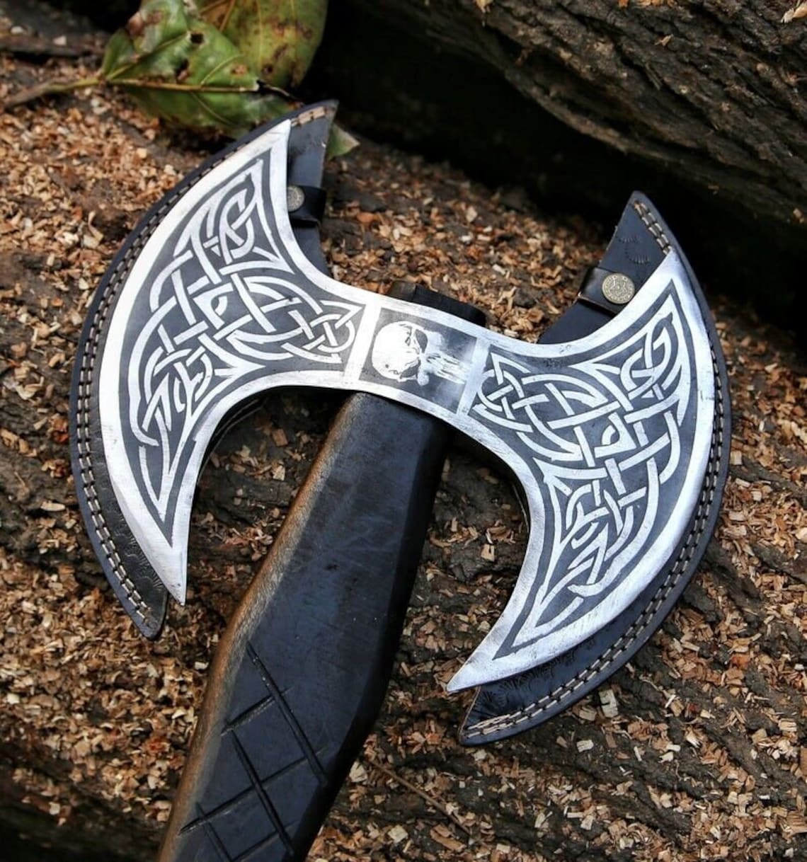 Double Headed Viking Axe, Bearded Axe Hand Forged Steel Double Blade ...