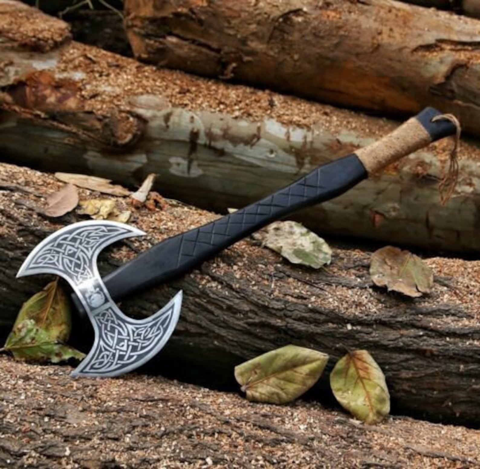 Double Headed Viking Axe, Bearded Axe Hand Forged Steel Double Blade ...