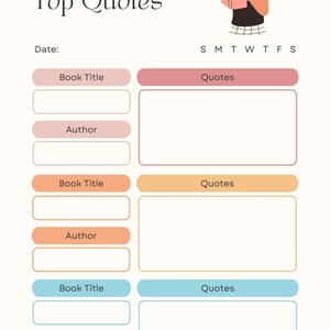 Reading Journal Printable PDF - Etsy