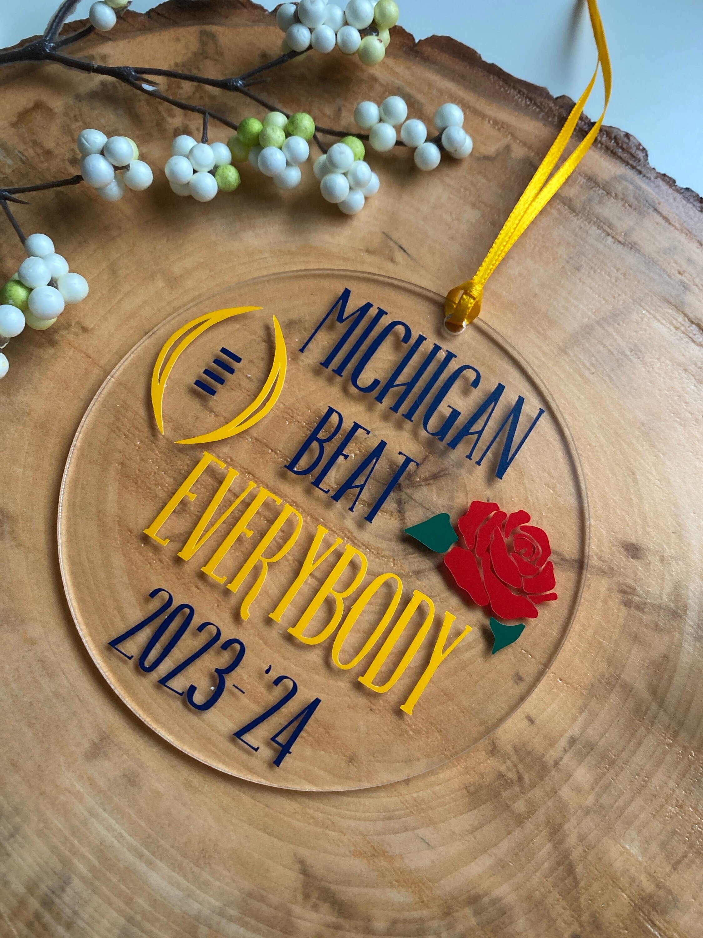Maize and Blue Michigan Rose Bowl and NFC Championship Ornament - Etsy