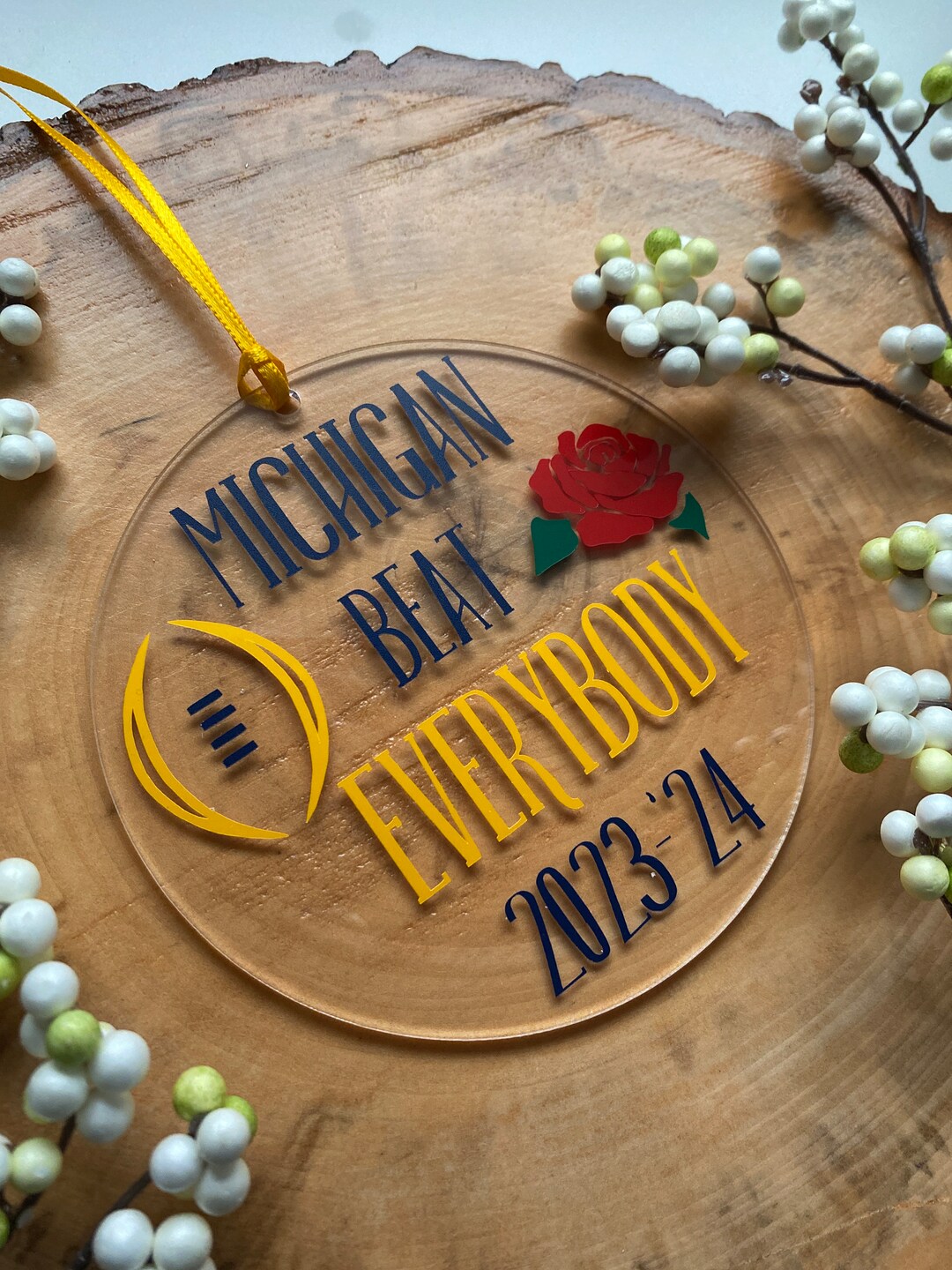 Maize and Blue Michigan Rose Bowl and NFC Championship Ornament - Etsy