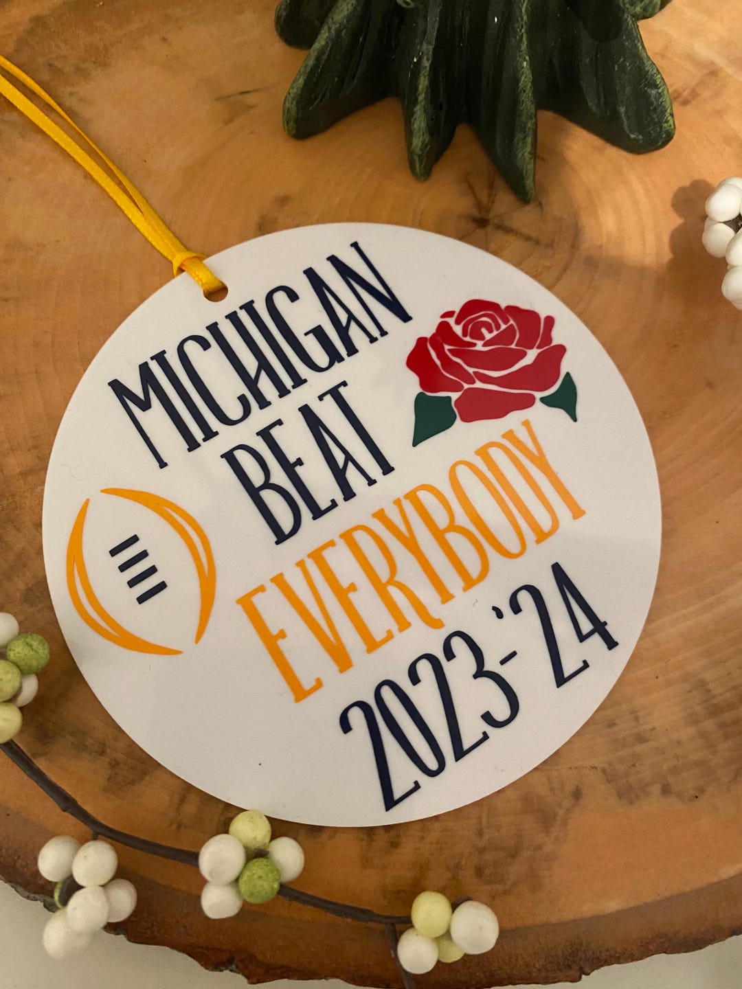 Maize and Blue Michigan Rose Bowl and NFC Championship Ornament - Etsy