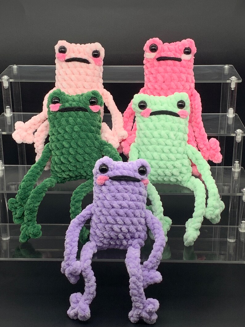 Handmade Crochet Frog, Leggy Frog, Plush Frog, Grumpy Frog - Etsy