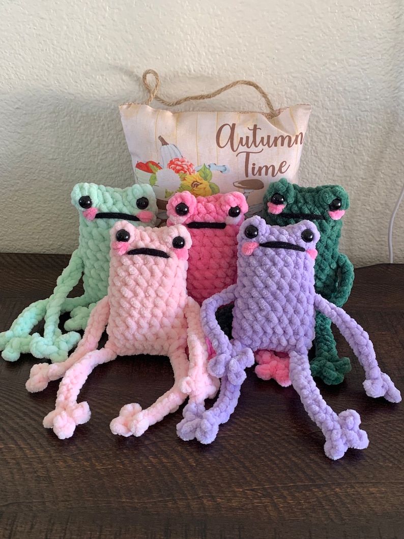 Handmade Crochet Frog, Leggy Frog, Plush Frog, Grumpy Frog - Etsy