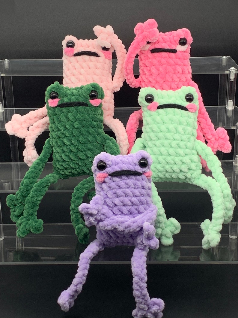 Handmade Crochet Frog, Leggy Frog, Plush Frog, Grumpy Frog - Etsy
