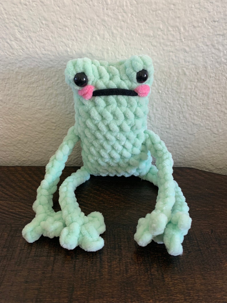 Handmade Crochet Frog, Leggy Frog, Plush Frog, Grumpy Frog - Etsy