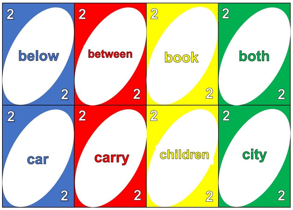 Uno-type Game for Fry's Sight Words ALL 10 GROUPS 1000 Sight Words - Etsy