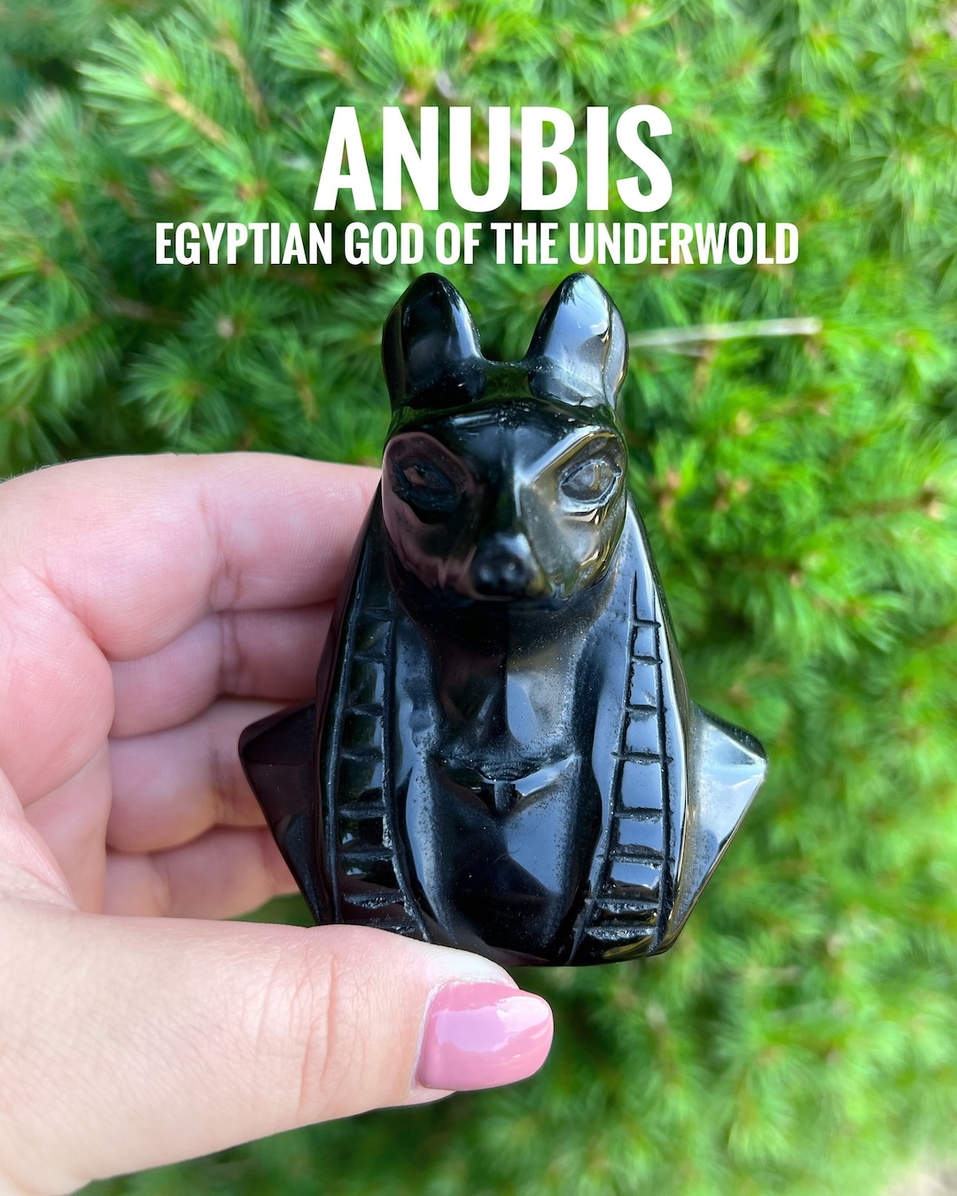 Anubis Obsidian Carving, Egyptian God Carving, Anubis Crystal Carving ...