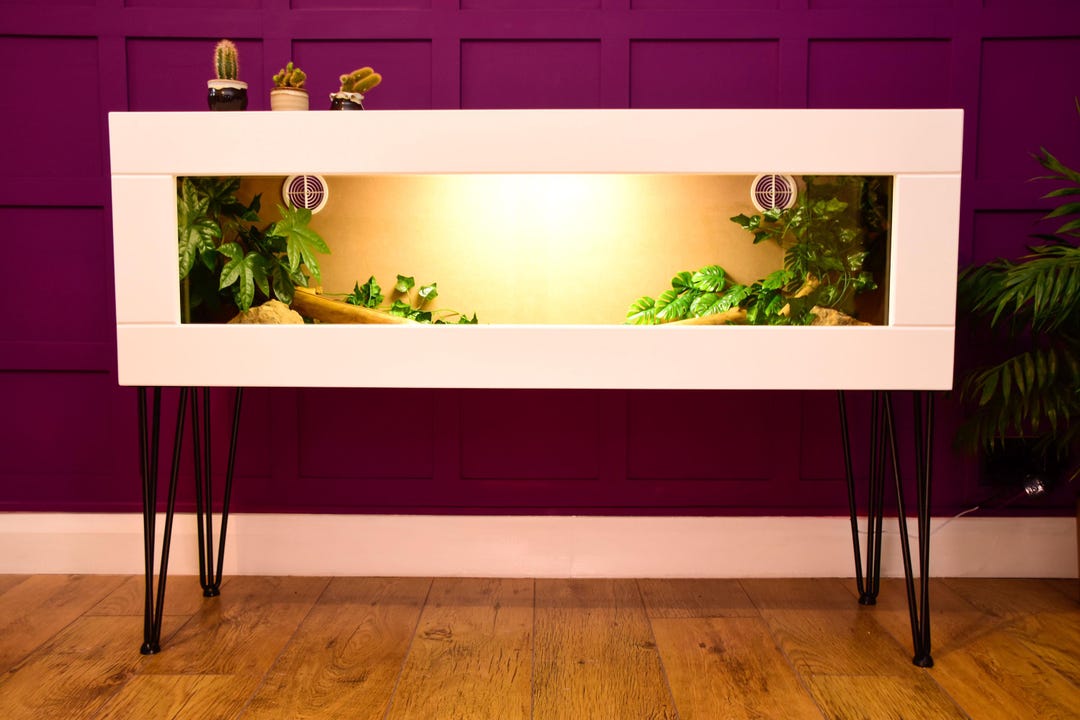 4ft Modern Reptile Vivarium Tanks on Hairpin Legs - LED Light Included ...
