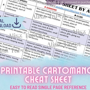 Cartomancy Cheat Sheet Quick Reference Guide - Playing Cards Fortune ...