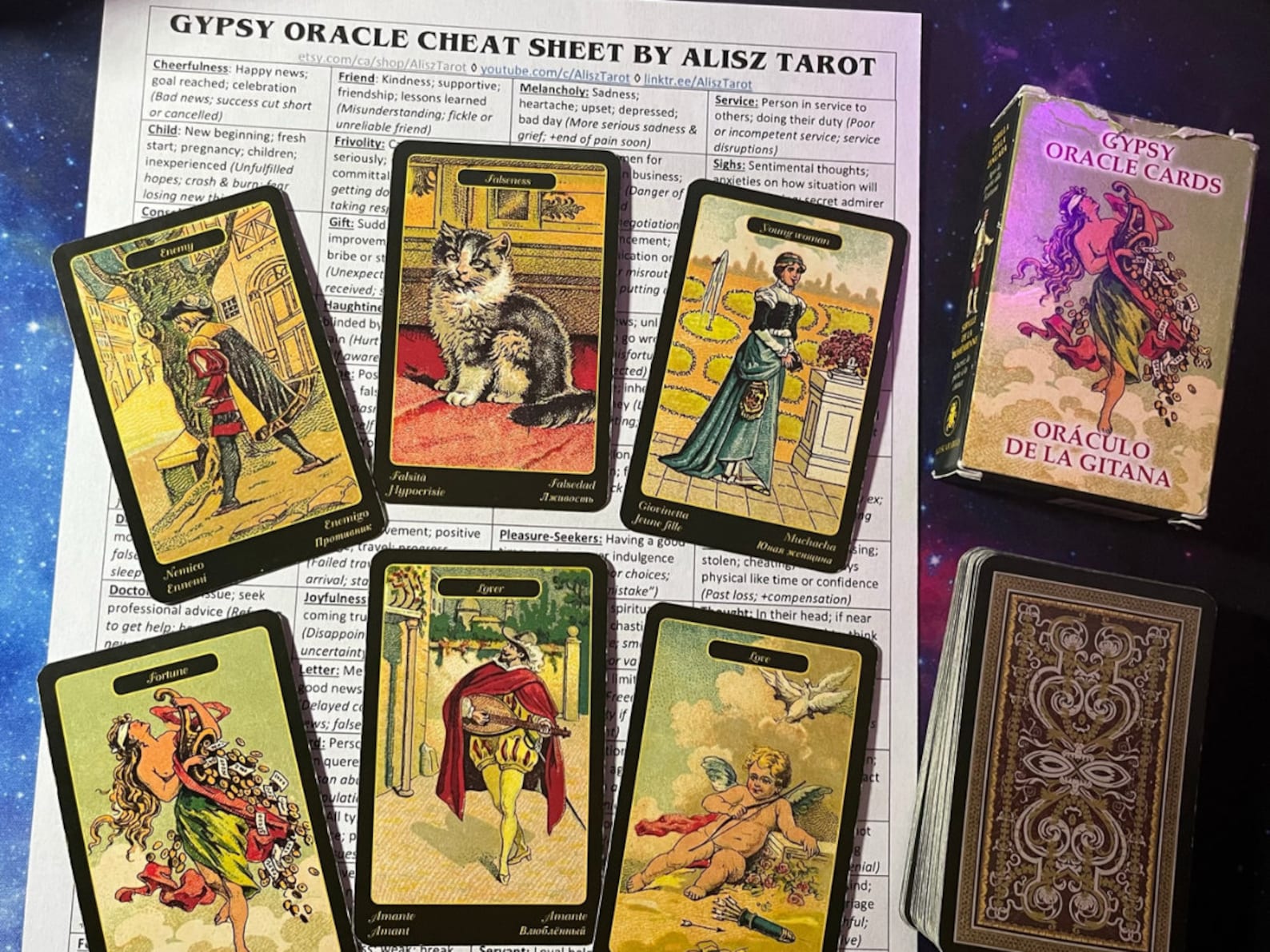 Gypsy Oracle Cheat Sheet Quick Reference Guide Upright & Reversal ...