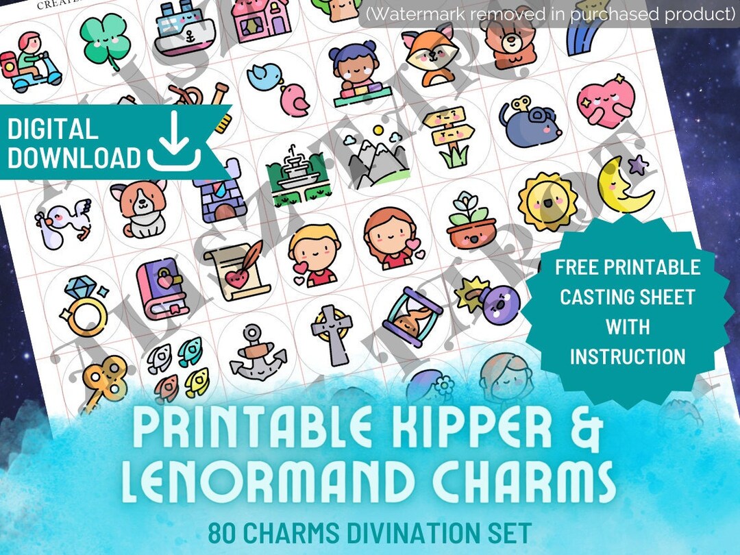 Printable Kipper & Lenormand Charm Divination Fortune Telling Set ...