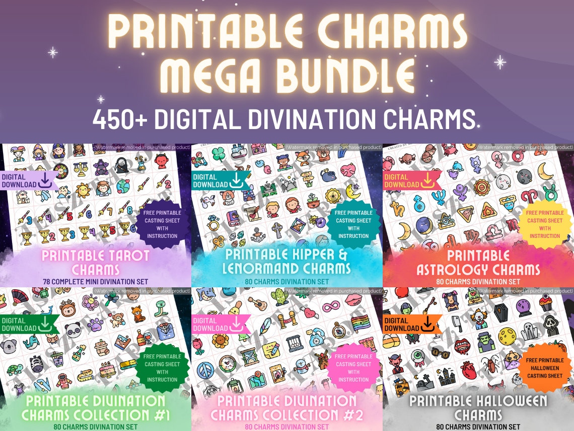 MEGA BUNDLE Printable Divination Charm Set - Casting Sheet Personal ...