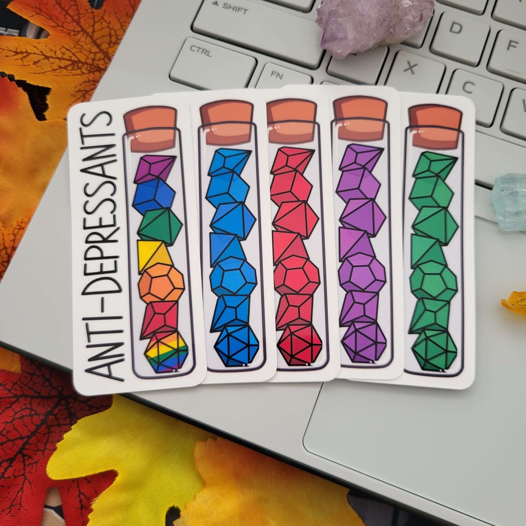 Anti-depressants Dice Sticker Water Resistant, Dungeons and Dragons ...