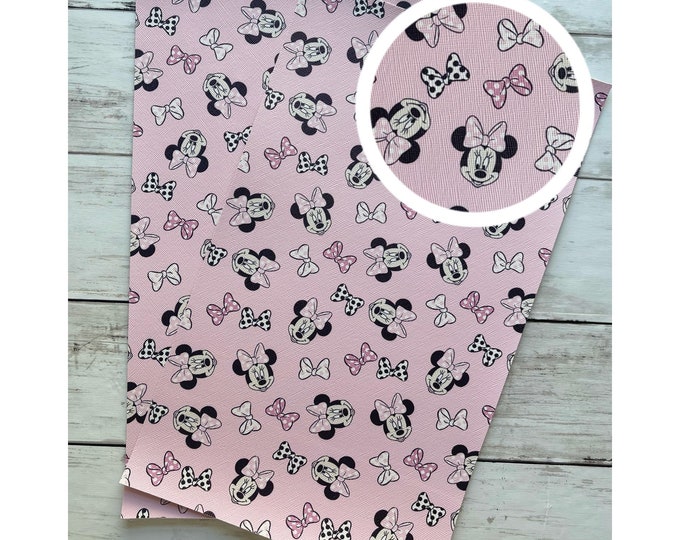 Minnie Mouse With Pink Background Faux Leather Sheets - Etsy