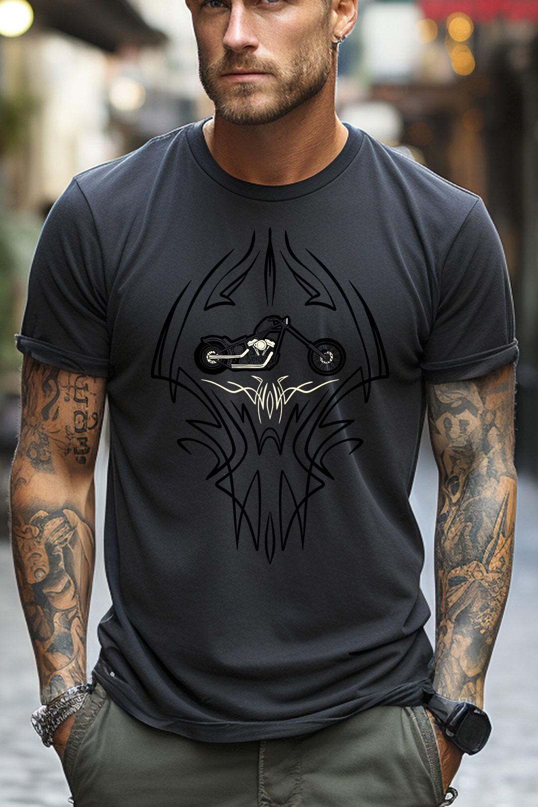 Pinstripe Motorcycle Shirt, Motorcycle Black on Black Shirt, Classic ...