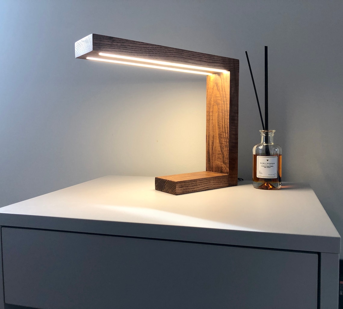 Modern Table LED Lamp Wooden Reading Lamp Wood Lamp Desk | Etsy UK
