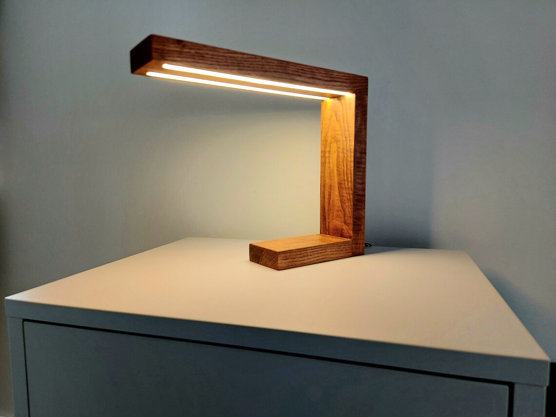 Modern Table LED Lamp Wooden Reading Lamp Wood Lamp Desk | Etsy UK