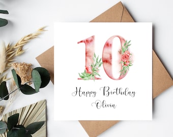 Daughter Happy 10th Birthday Card - Etsy