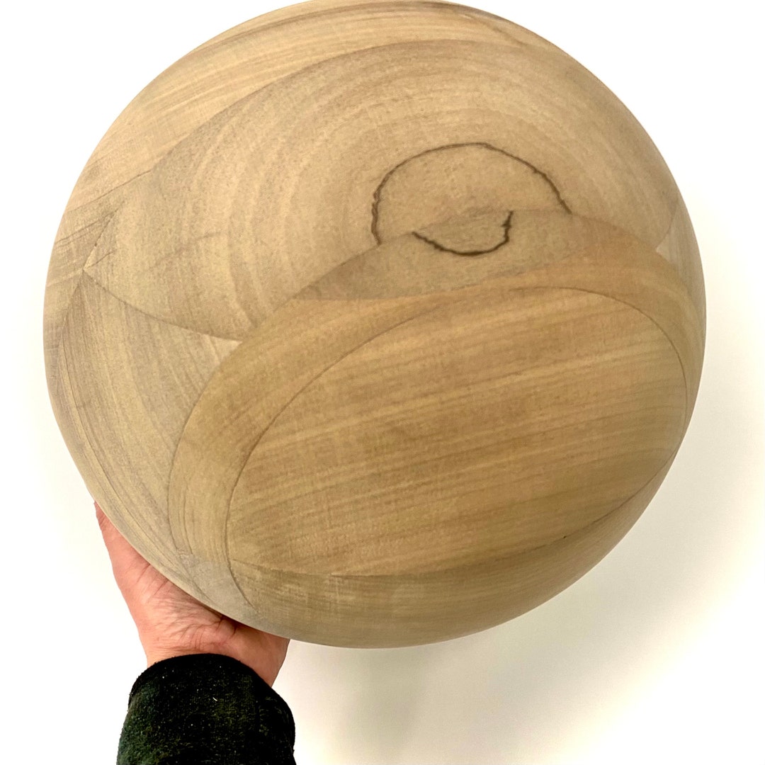 Bespoke Walnut Wooden Ball 10cm to 34cm Diameter, Natural Finish, Large ...
