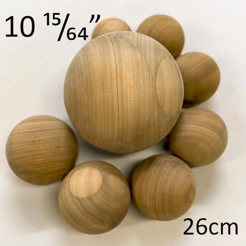 10.24" / 26cm Diameter Bespoke Wooden Ball, Natural Finish, Oak, Walnut ...