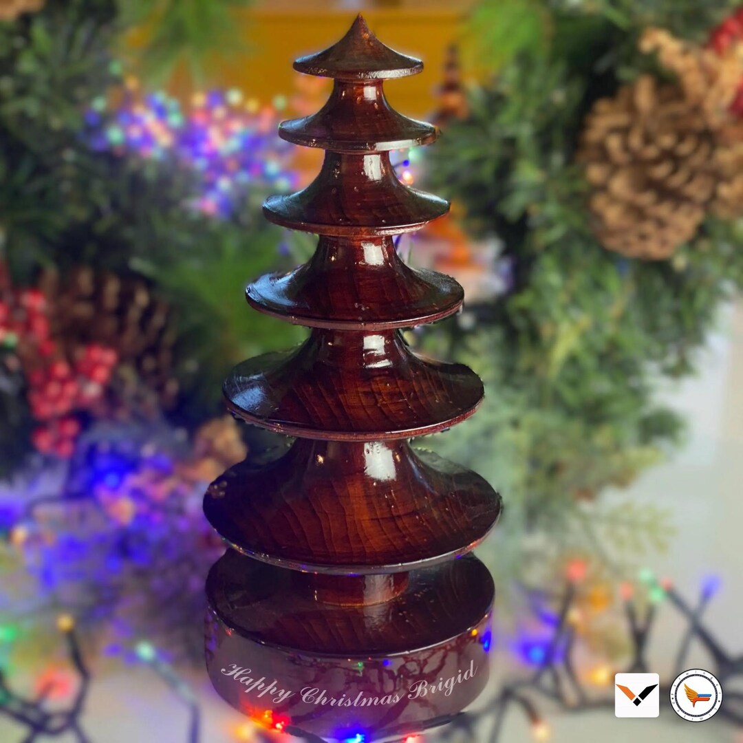 Alpine Spire Wooden Christmas Tree Decoration, Personalised Engraving ...