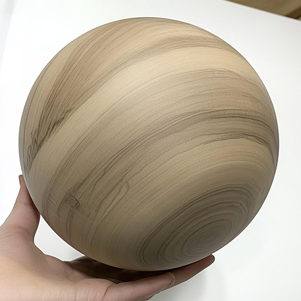 10.24" / 26cm Diameter Bespoke Wooden Ball, Natural Finish, Oak, Walnut ...