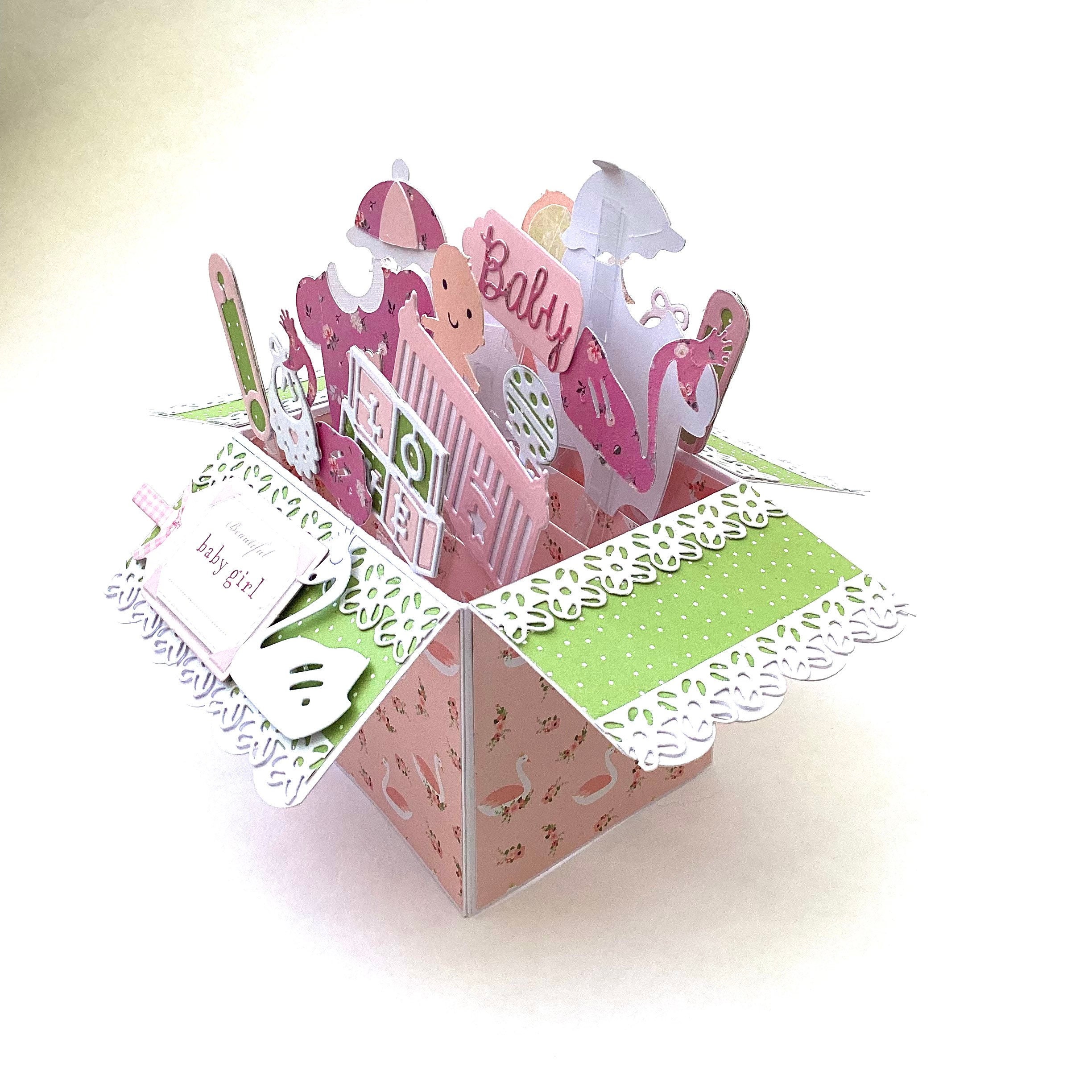 New Baby Girl Pop up Card.newborn.cot.swans. - Etsy