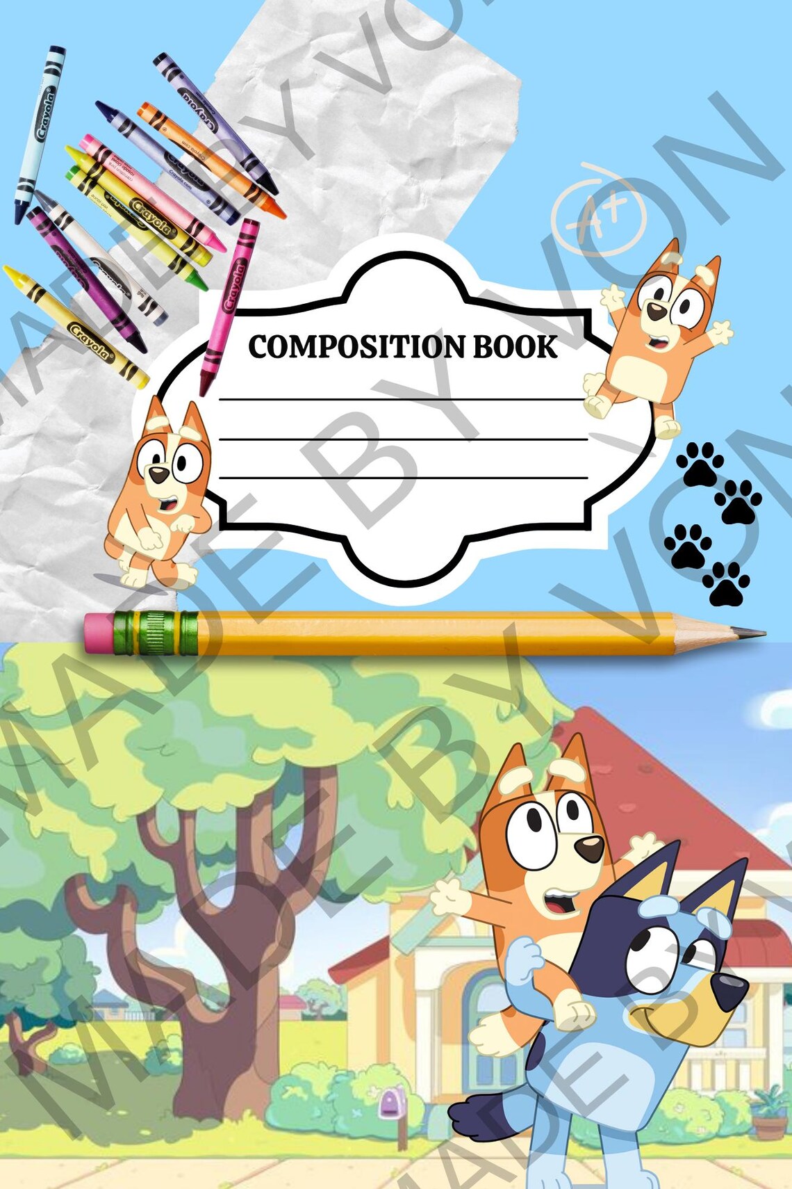 Bluey Composition Notebook Cover Template - Etsy