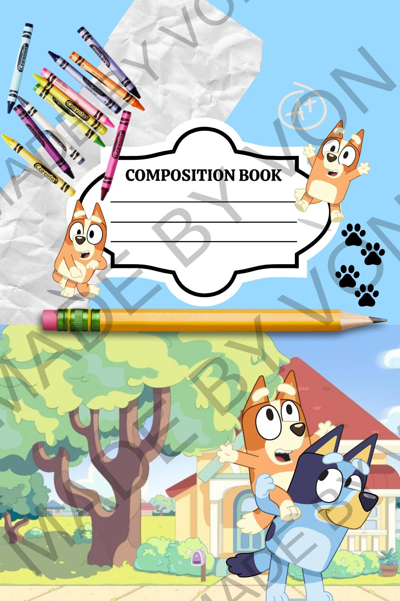 Bluey Composition Notebook Cover Template - Etsy