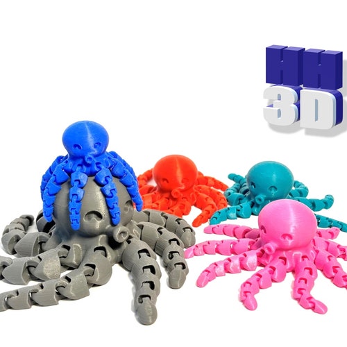 3D Printed Octopus Articulated Octopus Fidget Toy Desk - Etsy