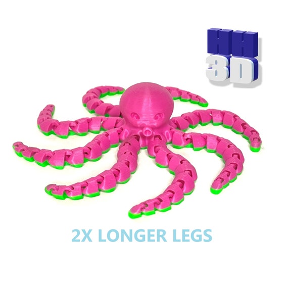 3D Printed Octopus LONGER LEGS Articulated Octopus Fidget - Etsy