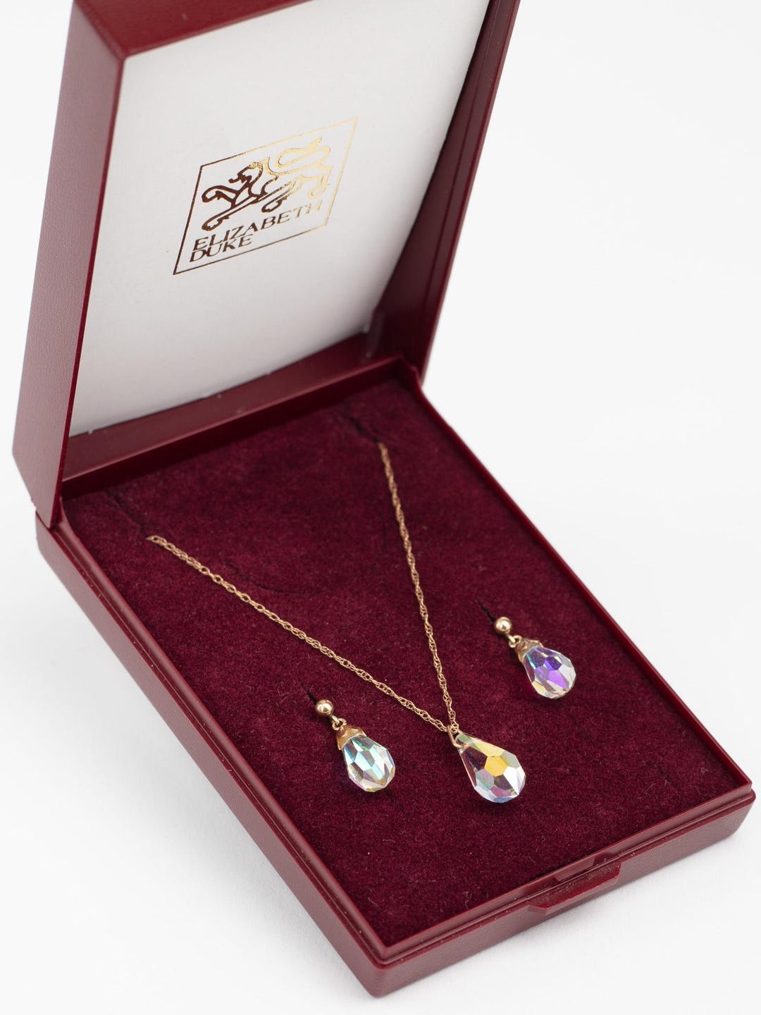 Vintage Elizabeth Duke Crystal Drop Necklace and Earrings Set, Gift ...