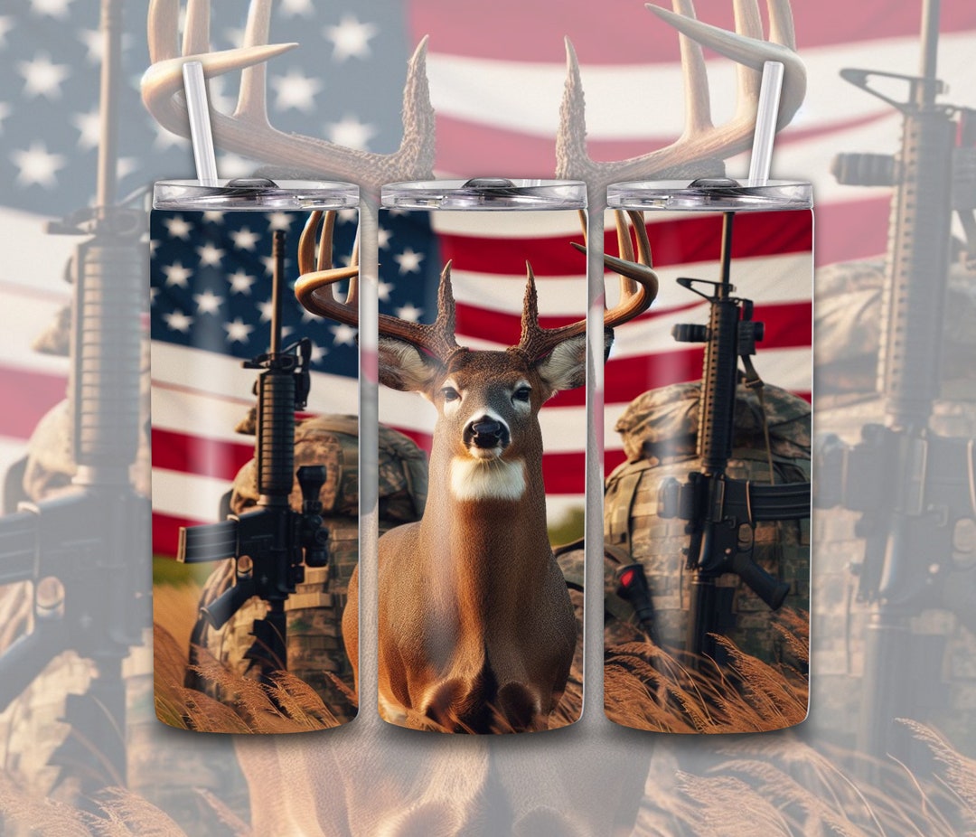 Deer Hunter Flag, 20oz Skinny Tumbler, Sublimation Design, Straight ...