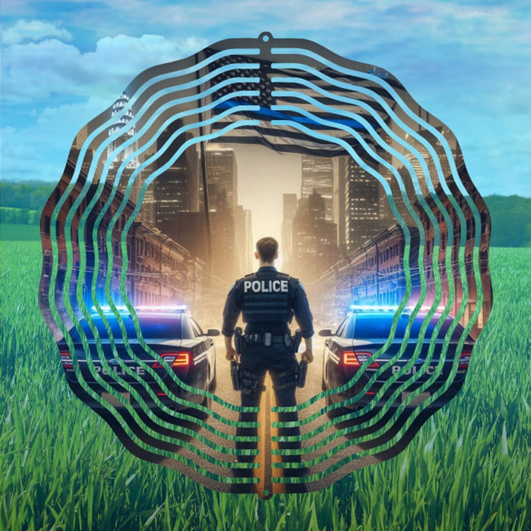 Thin Blue Line, Police Officer Wind Spinner Sublimation Design ...