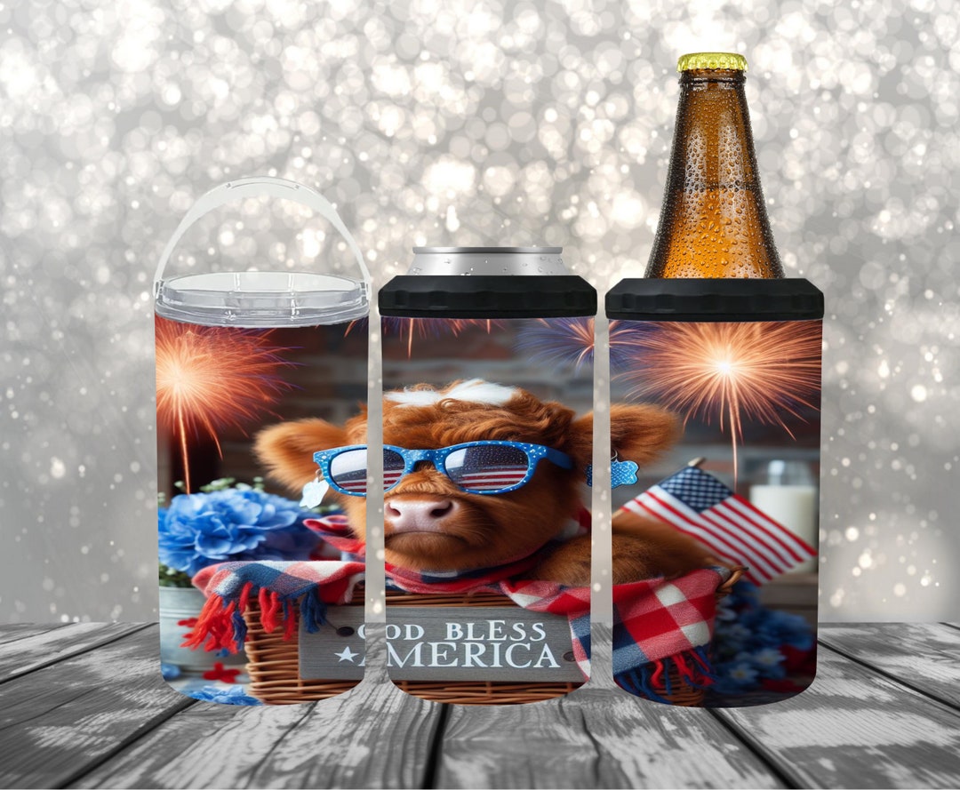 Patriotic Baby Highland Cow Can Cooler Wrap (digital Download) - Etsy