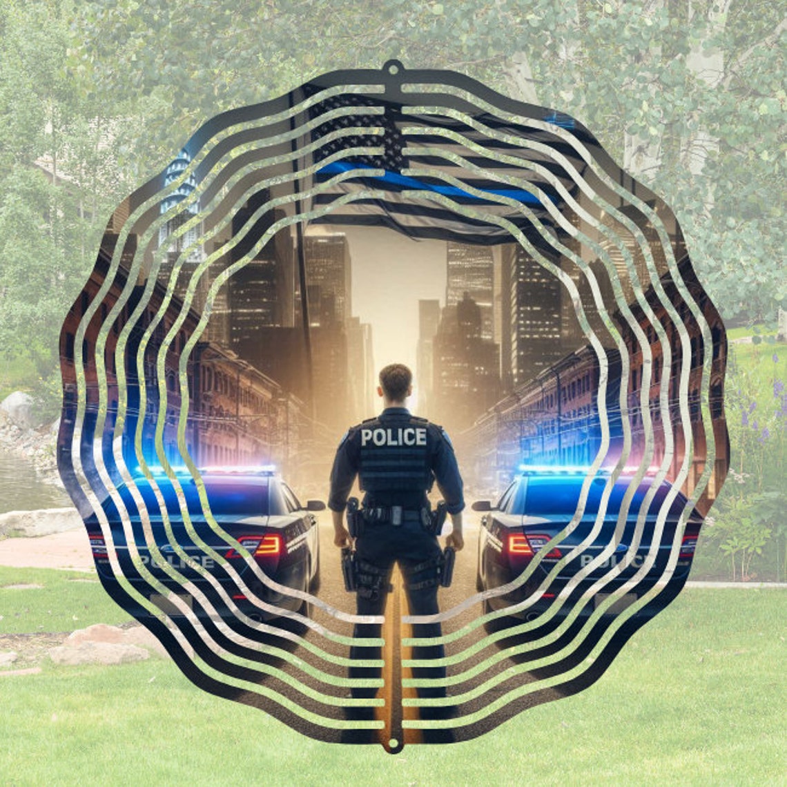 Thin Blue Line, Police Officer Wind Spinner Sublimation Design ...