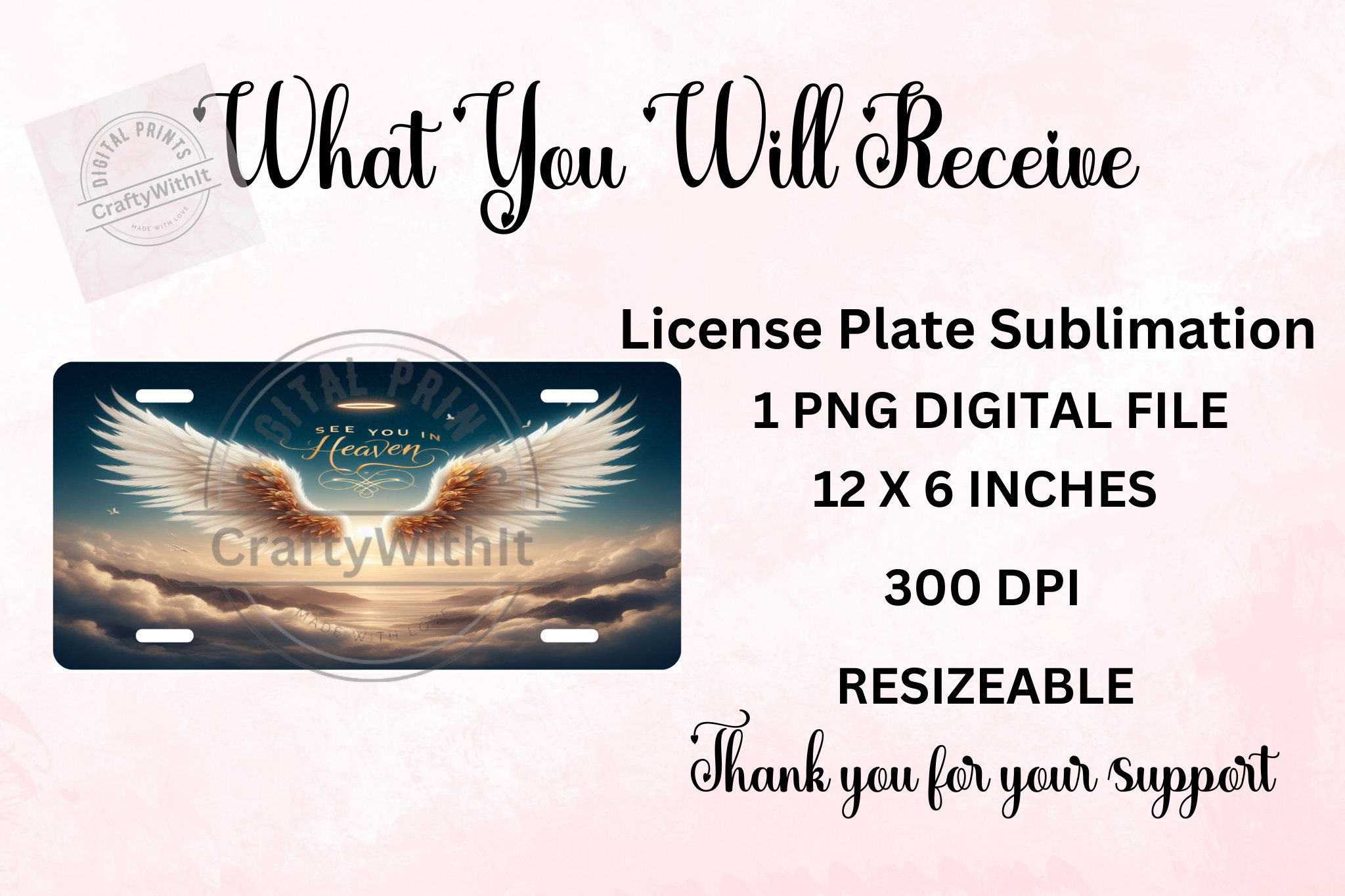 Front License Plate, PNG Angle Wings, Digital Download Personal License ...