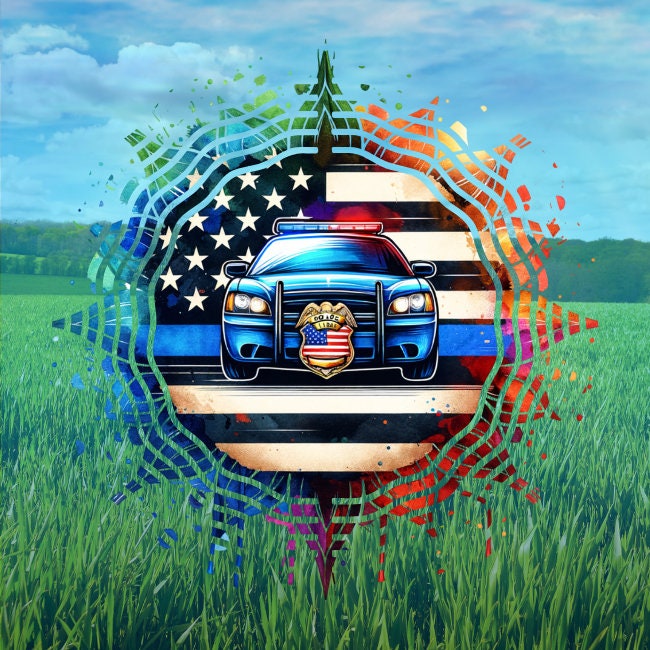 Thin Blue Line, Police Officer Wind Spinner Sublimation Design ...
