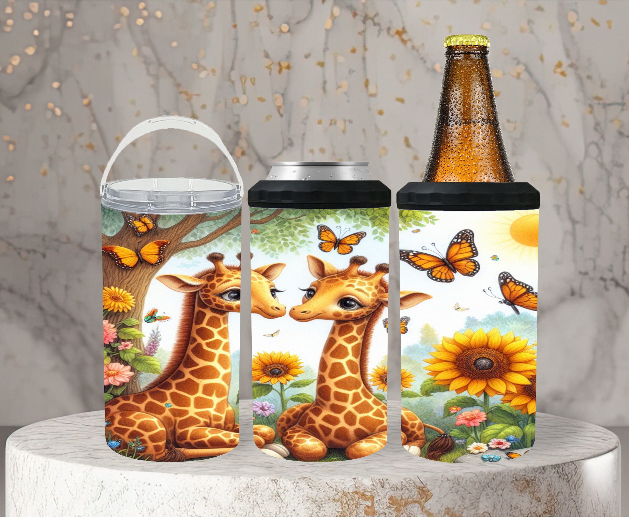 Cute Giraffe, Can Cooler Wrap, Sunflower Tumbler Wrap, 4 in 1 Can ...