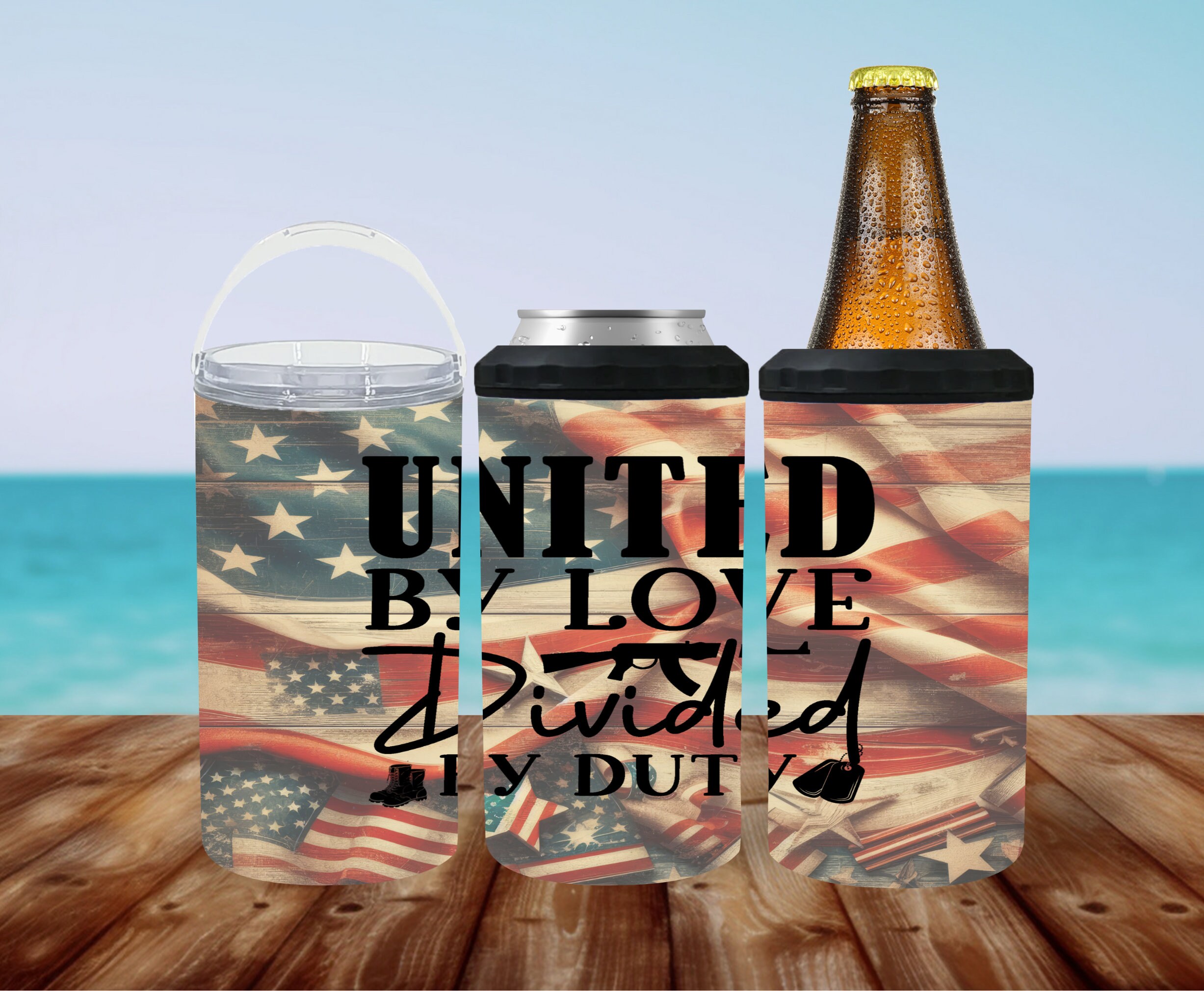 American Flag Veteran 4 in 1 Can Cooler Sublimation Wrap PNG Military ...