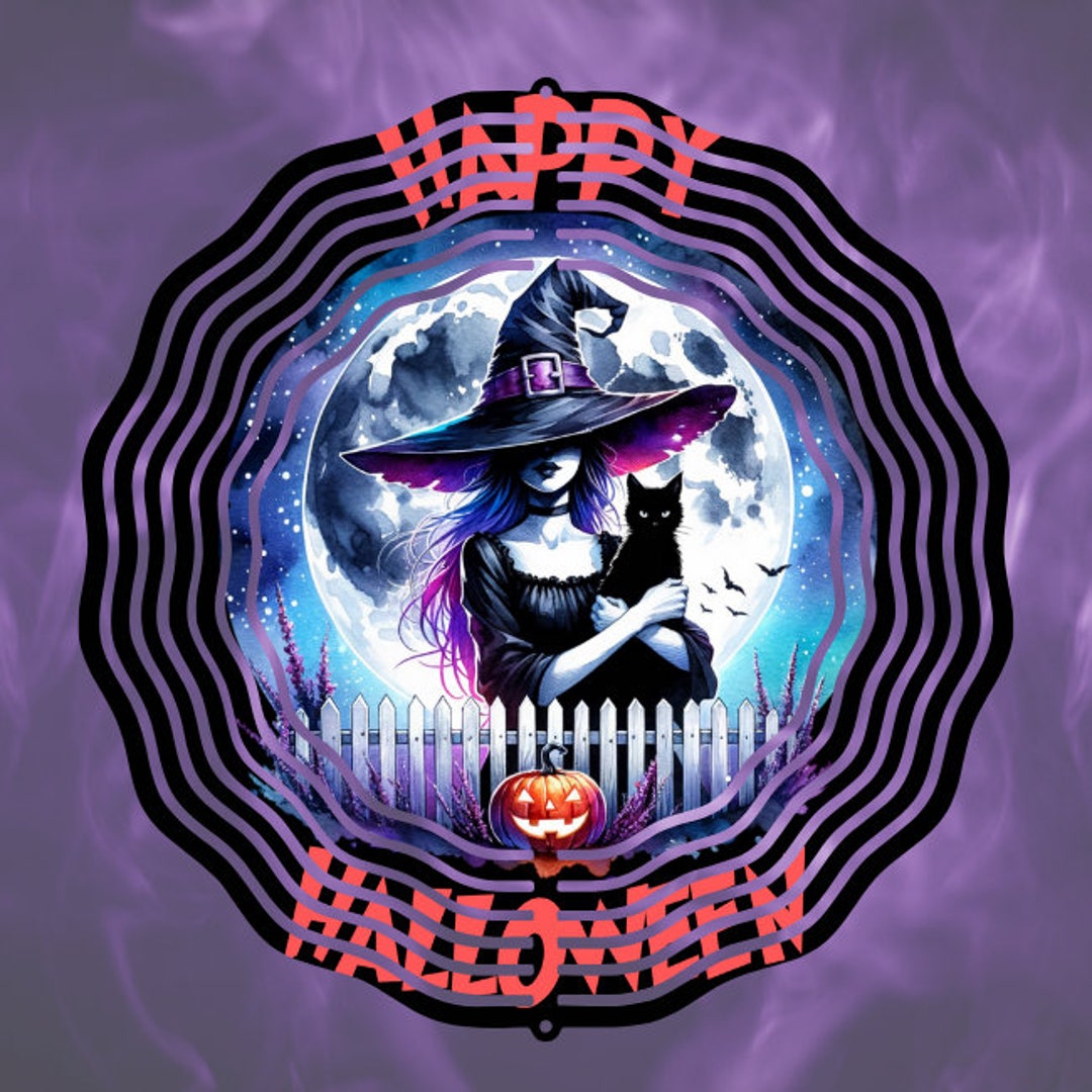 Witch 3D Wind Spinner Sublimation Designs, Fall Halloween Wind Spinner ...