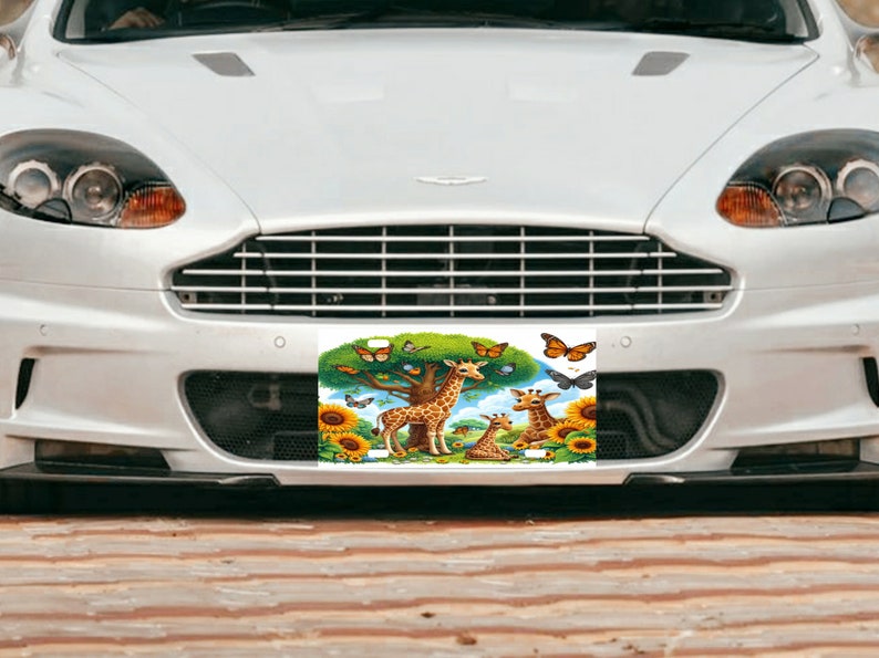 Cute Giraffes License Plate Sublimation Design Digital Download PNG ...