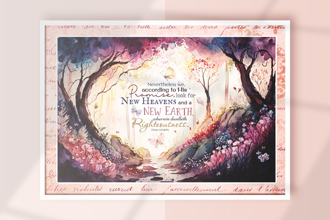 Christian Bible Verse Wall Art new Heavens, New Earth Picture Poster ...