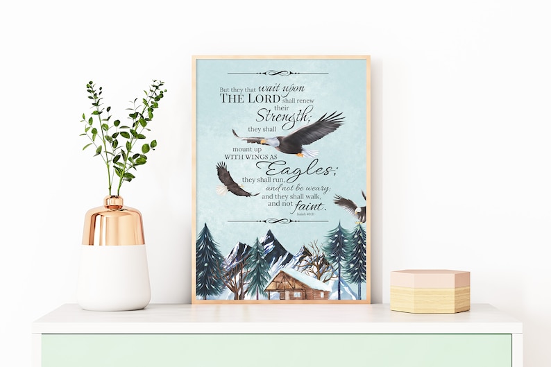 Christian Wall Art Image Isaiah 40:31 mount up With Wings as Eagles ...