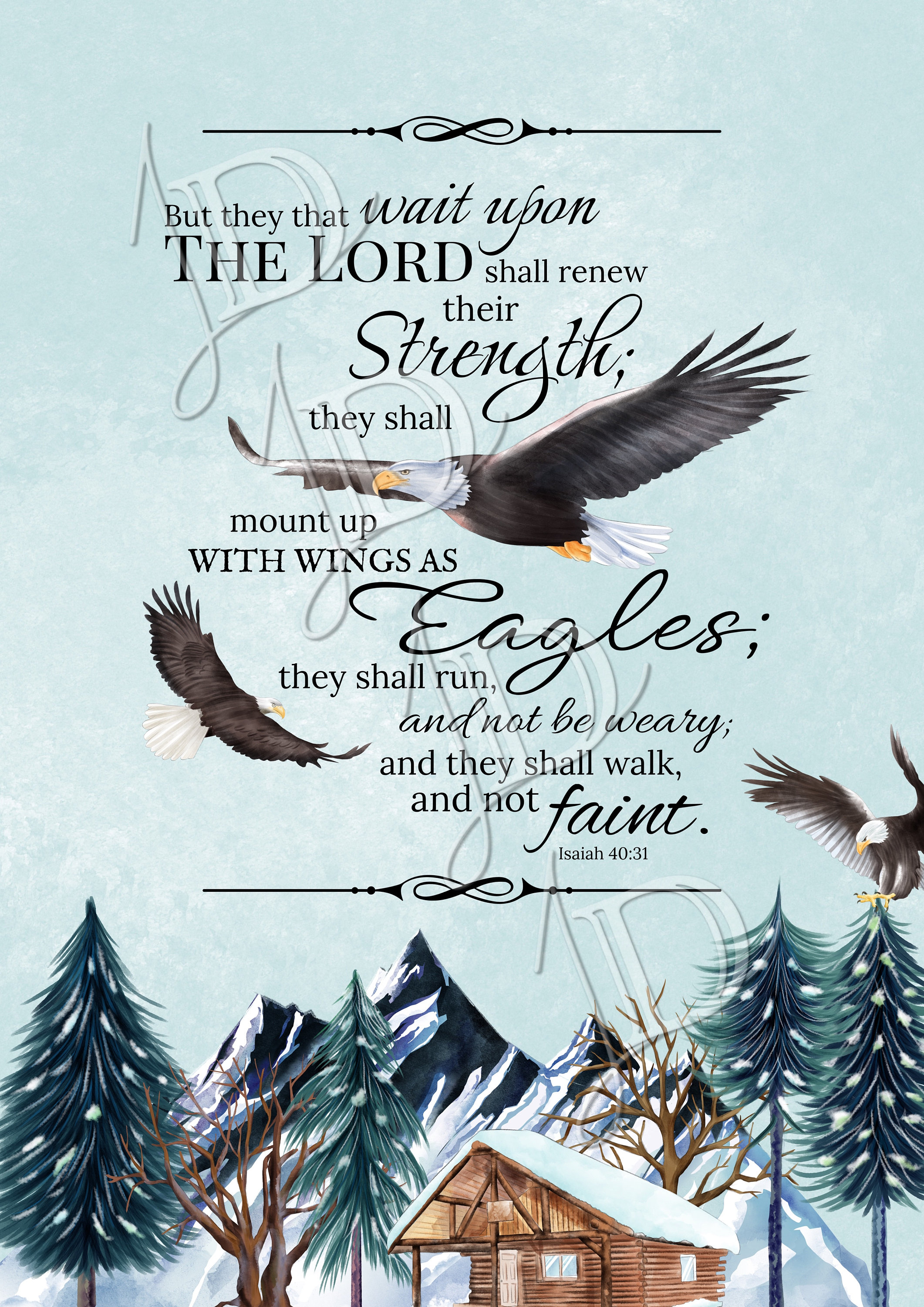 Christian Wall Art Image Isaiah 40:31 mount up With Wings as Eagles ...