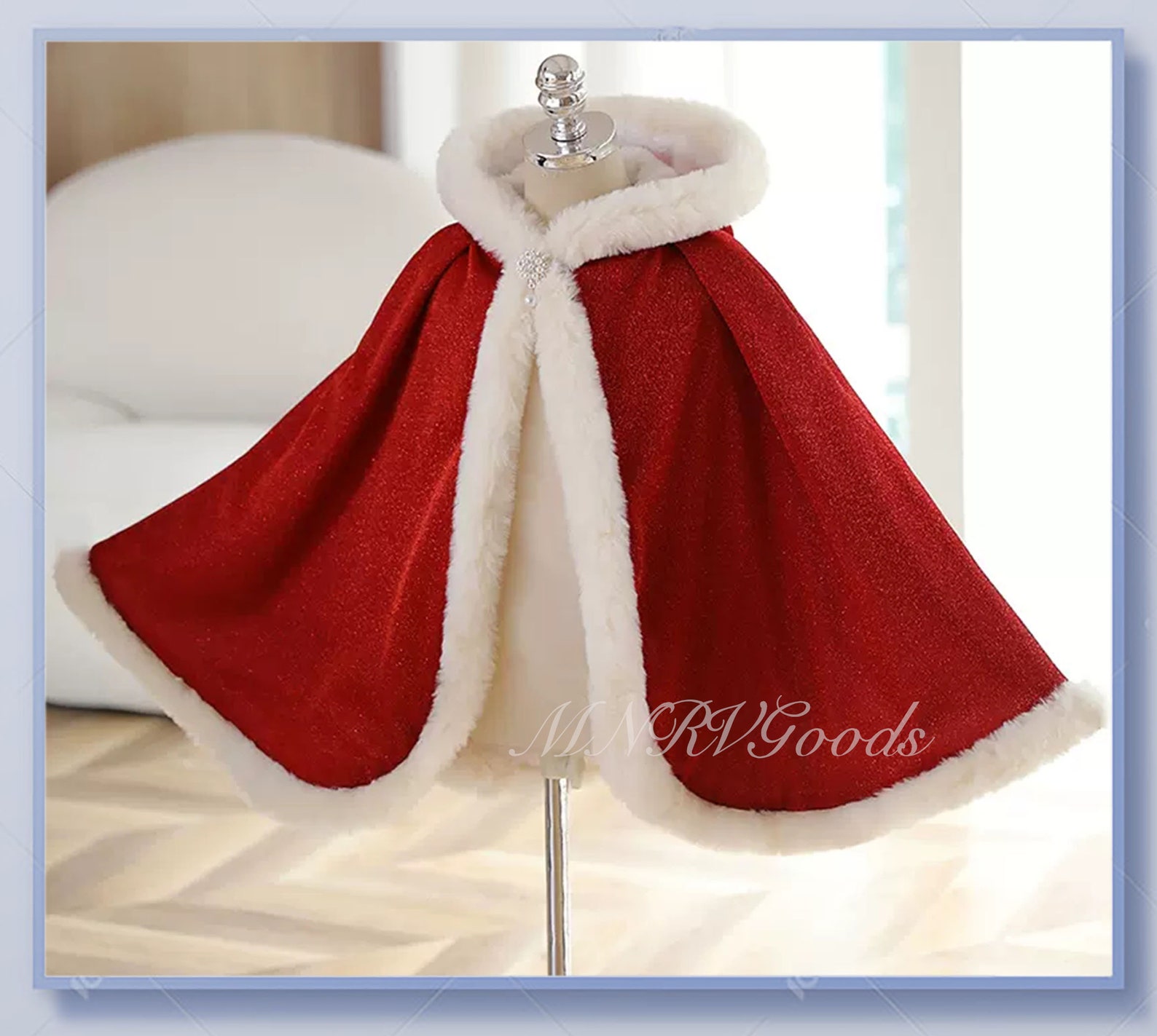 Junoesque Red Cape With White Fur Faux Edge Hood Coat Toddler - Etsy